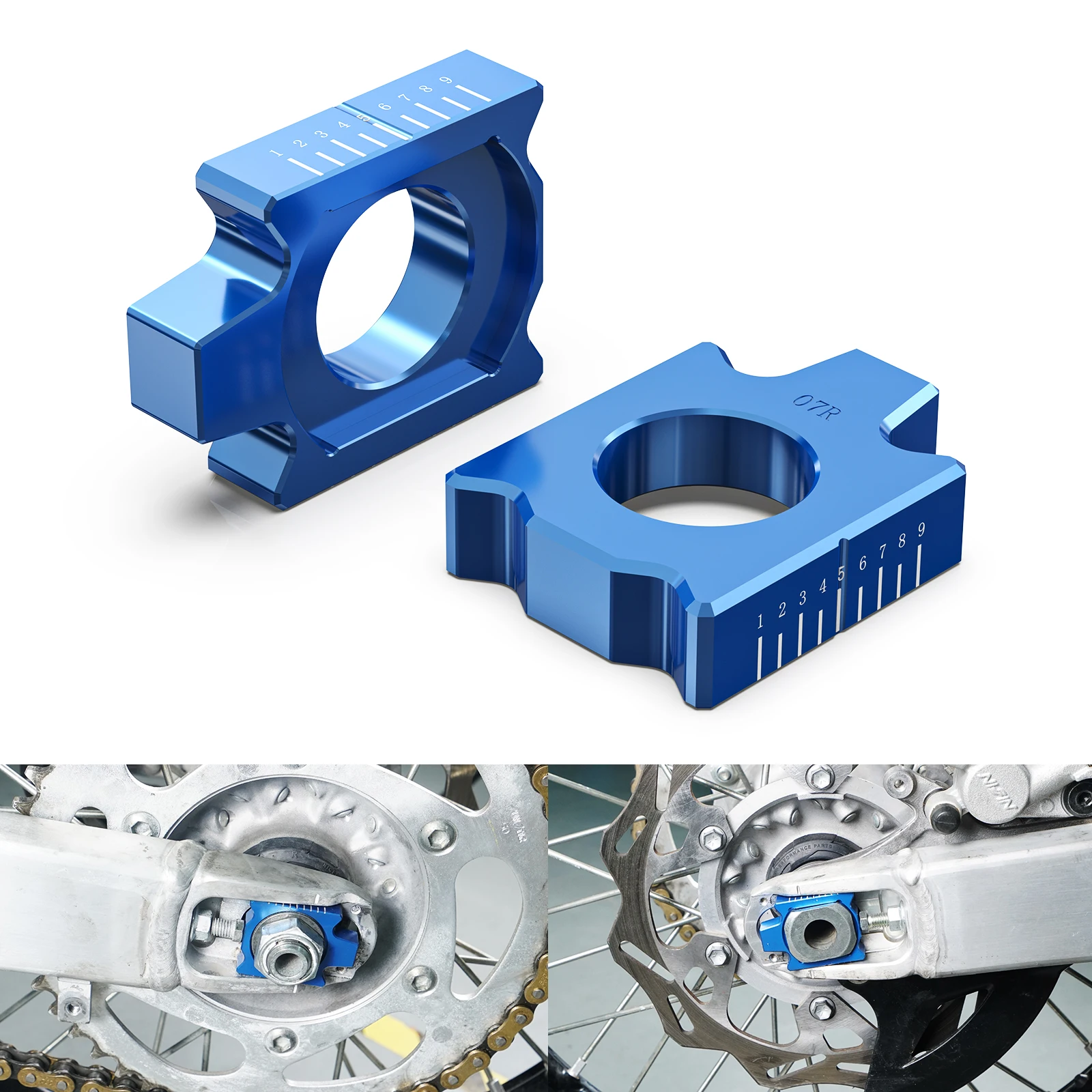 Rear-Chain-Adjuster-Axle-Block-For-Yamaha-YZ-125-250-125X-250X-250FX ...