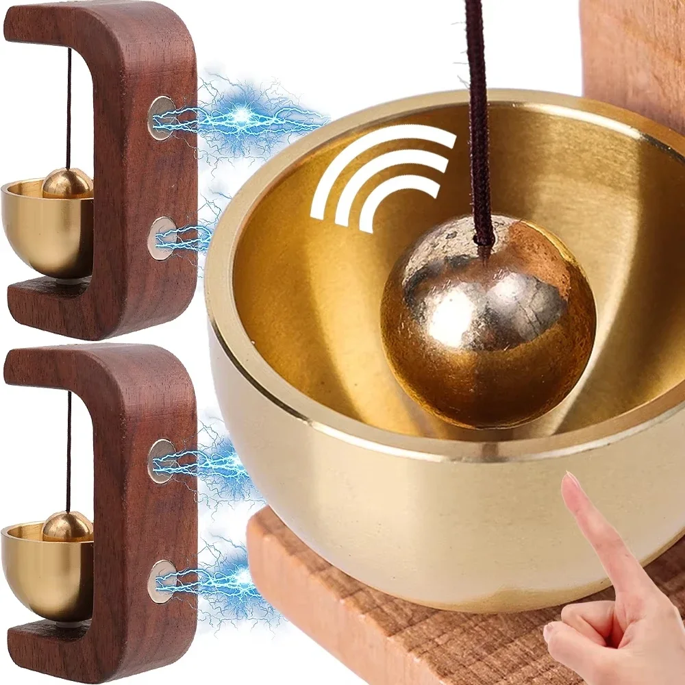 Magnetic Wood Doorbell Chime Hanging Wooden Wind Chimes Copper Bell ...