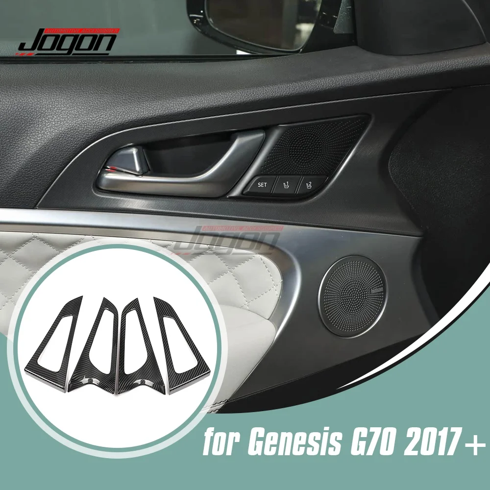 Dry Carbon Fiber 4Pcs Car Inner Door Handle Panel Bezel Cover Sticker ...