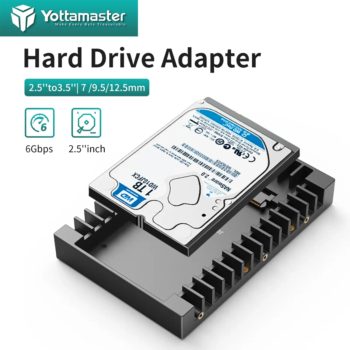 Yottamaster 2.5 SSD SATA to 3.5 Hard Drive Adapter Internal Drive Bay ...