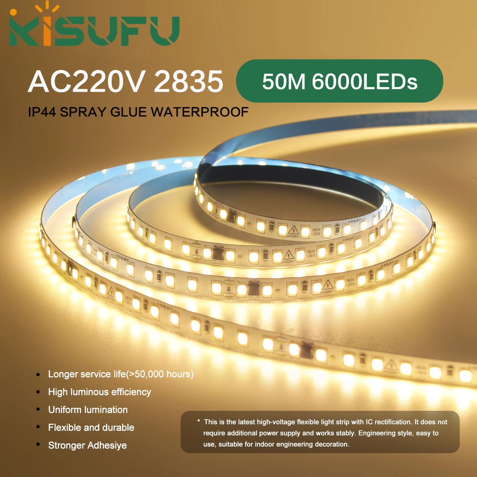 AC220V LED Strip Light 5m 10m 20m 50m/Roll 2835 120 LEDs/M Flexible ...