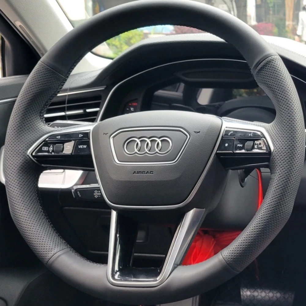 Customize Microfiber Leather Car Steering Wheel Cover For Audi A6 (C8 ...