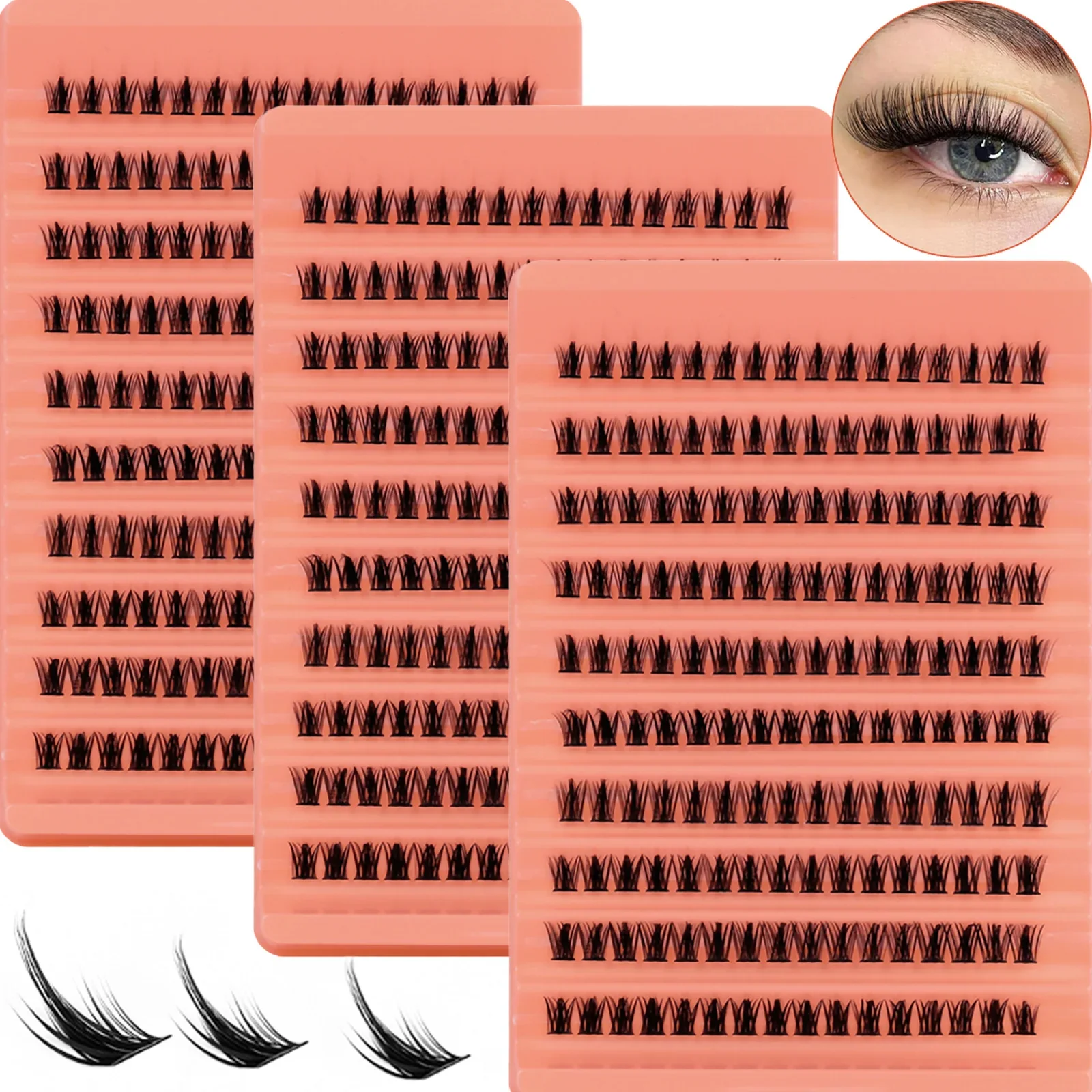 480Pcs-3Pack-Rows-Cluster-Lashes-Fake-Eyelashes-Cluster-Extension-3D ...