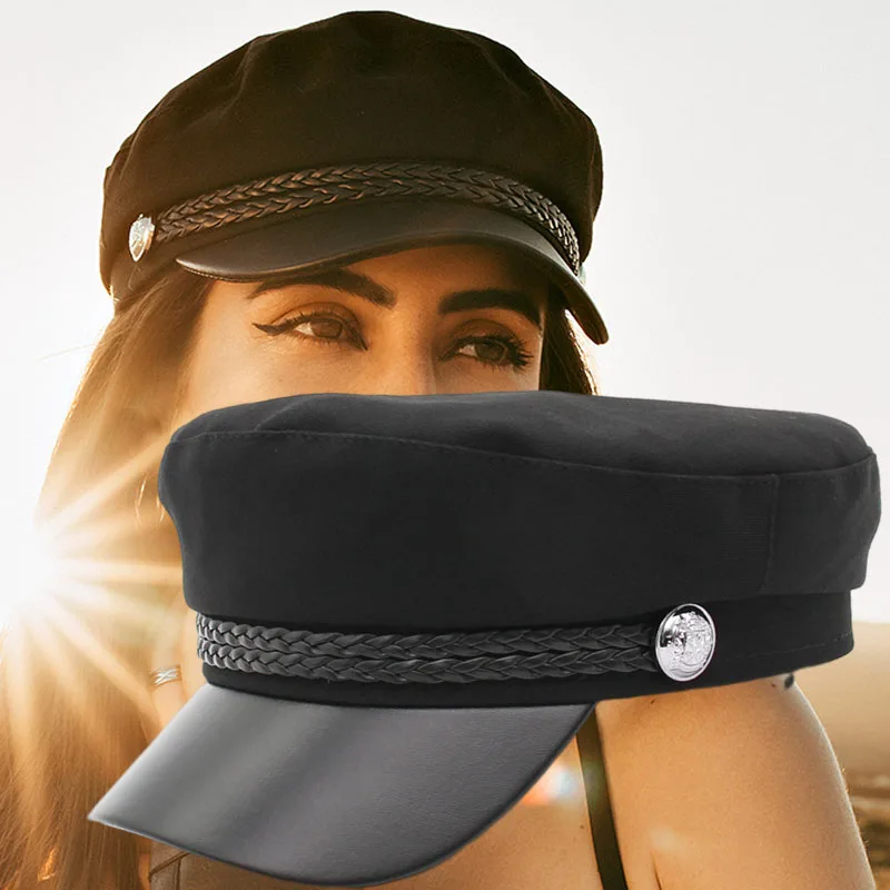 Fashion-Women-s-Military-Hats-Flat-Top-Army-Cap-Female-Spring-Autumn ...