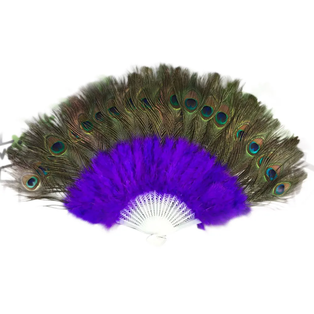 Palace Peacock Feather Fan Party Wedding Decoration Fans Foldable Hand ...