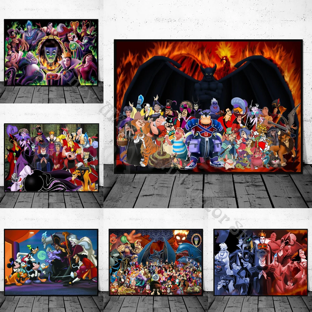 Disney-Canvas-Painting-Disney-Villain-Cartoon-Evil-Queen-Ursula-Posters ...
