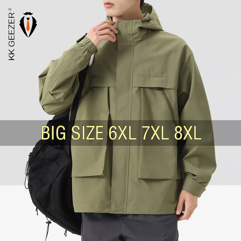 Men-Jacket-Hooded-Windbreaker-Trench-Oversize-6XL-7XL-8XL-Plus-Size ...