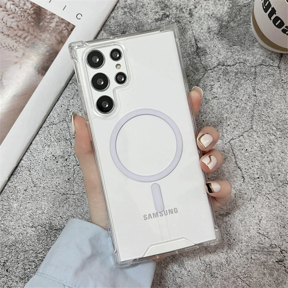 Magnetic For Magsafe Wireless Charger Transparent Shockproof Case For ...