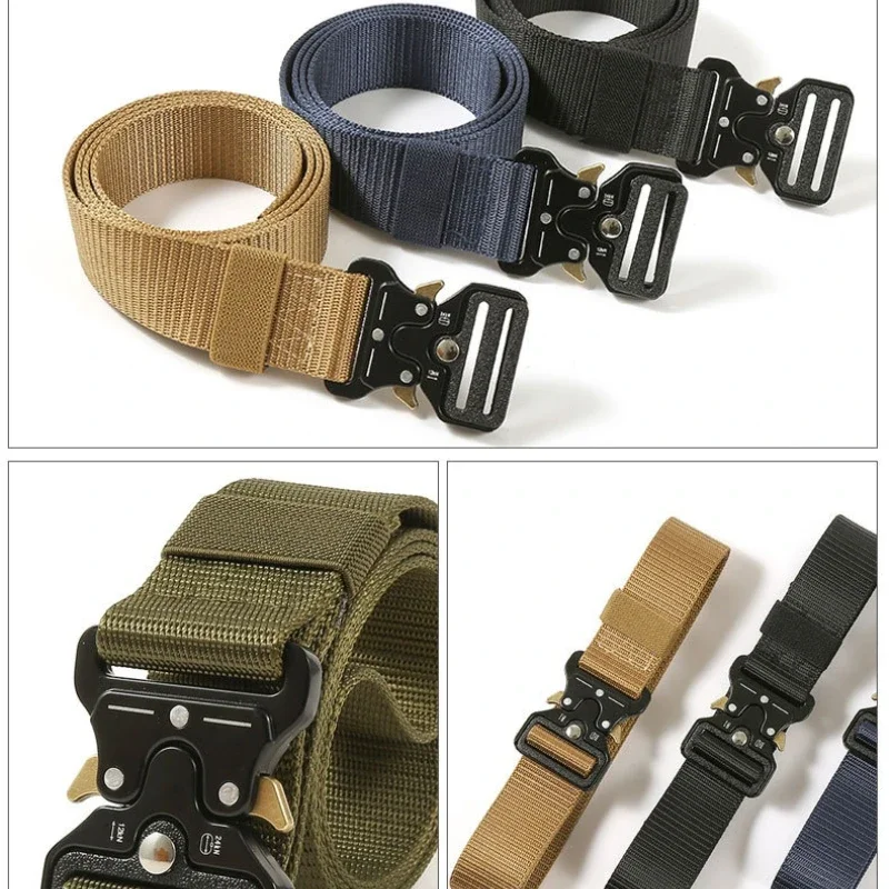 Men Army Tactical Belt Webbing Adjustable Military Style Nylon Canvas ...