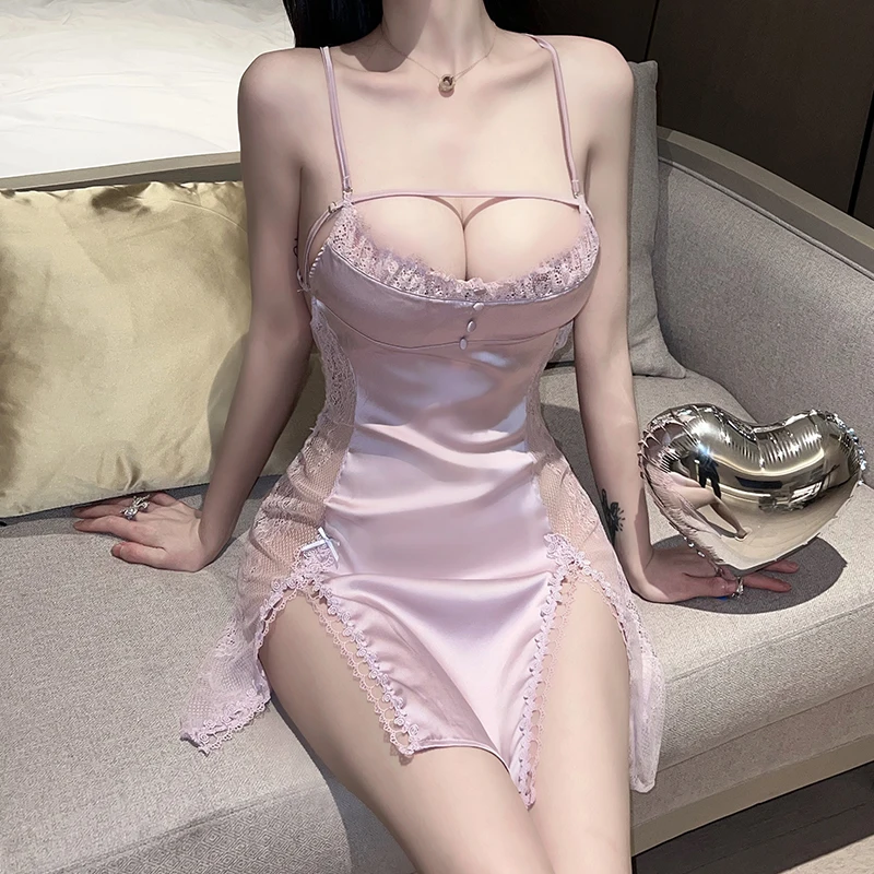 Elegant-Sleepwear-Women-Sexy-Lingerie-Female-Nightgown-Passion-Midnight-Charm-Ice-Silk-Pajamas ...