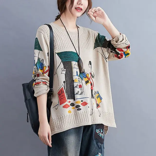 Suéteres Retro literarios con estampado de Anime para mujer, cuello ...