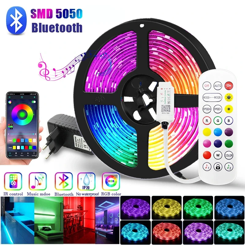 Led-Strip-Light-RGB-5050-Flexible-Ribbon-Bluetooth-Phone-Control-12leds ...