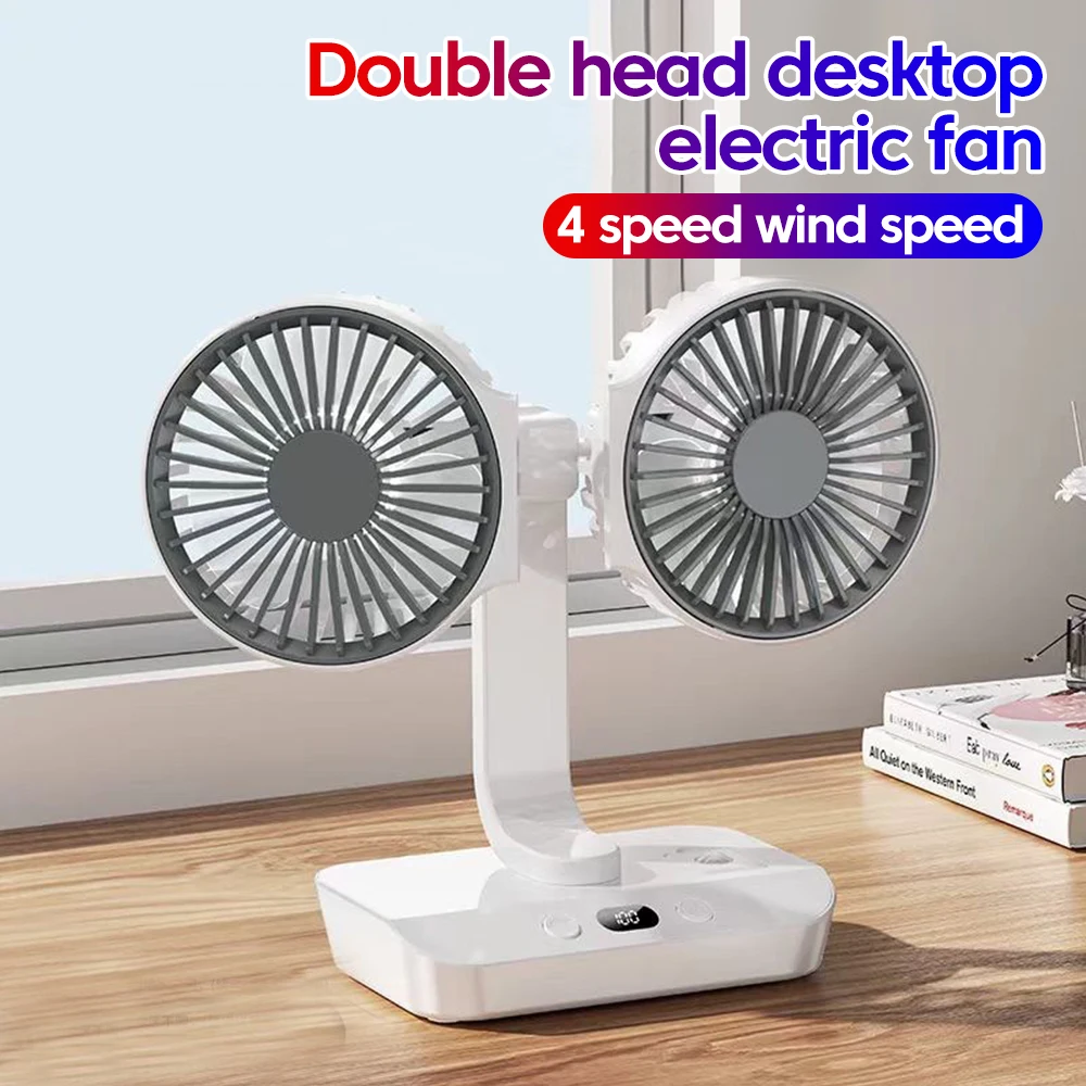 Oscillating Table Fan 3600mAh Rechargeable Desk Fan - 4 Speed Portable ...