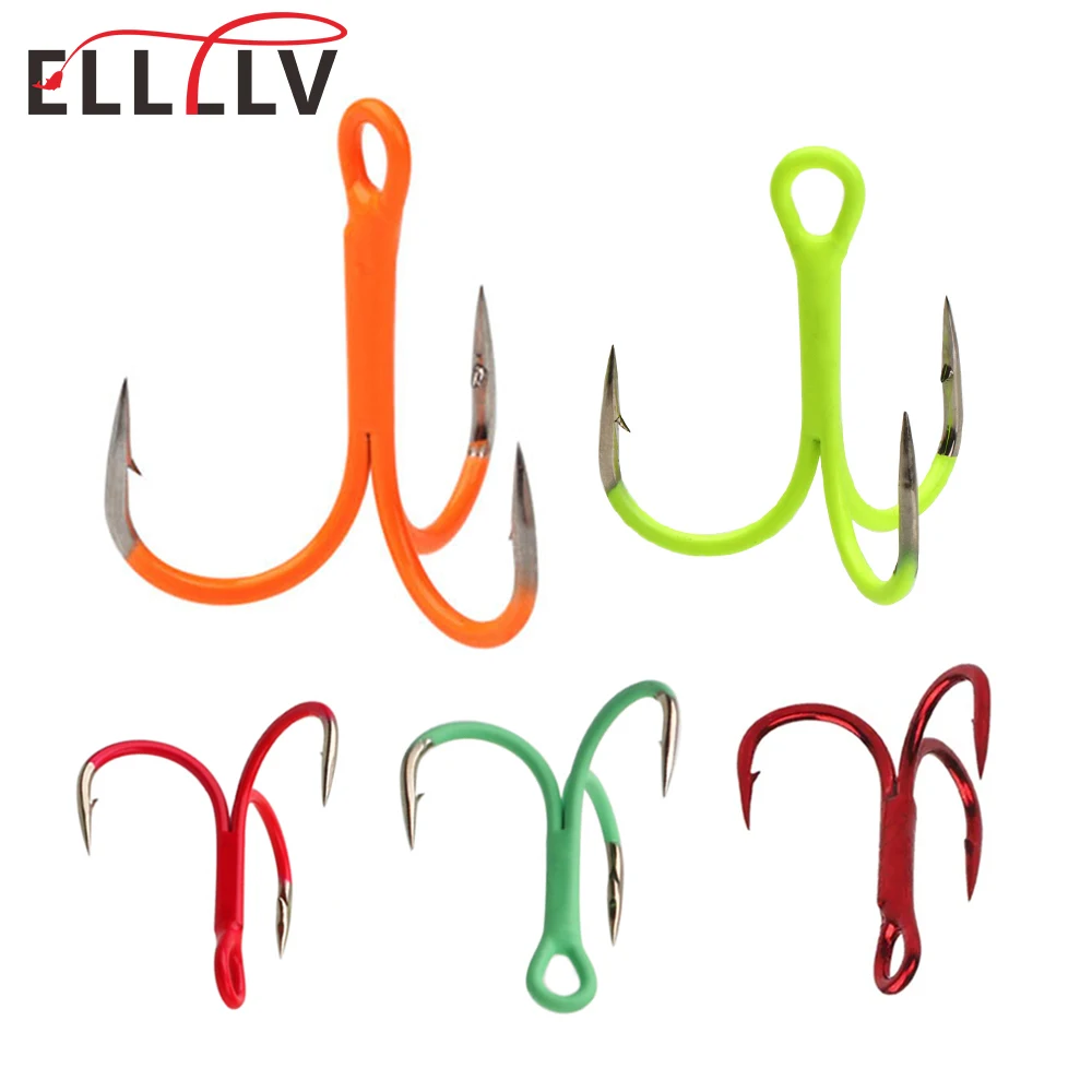 Ellllv-10PCS-14-3-0-Round-Bent-Inline-Treble-Hooks-Fluorescent-Luminous ...