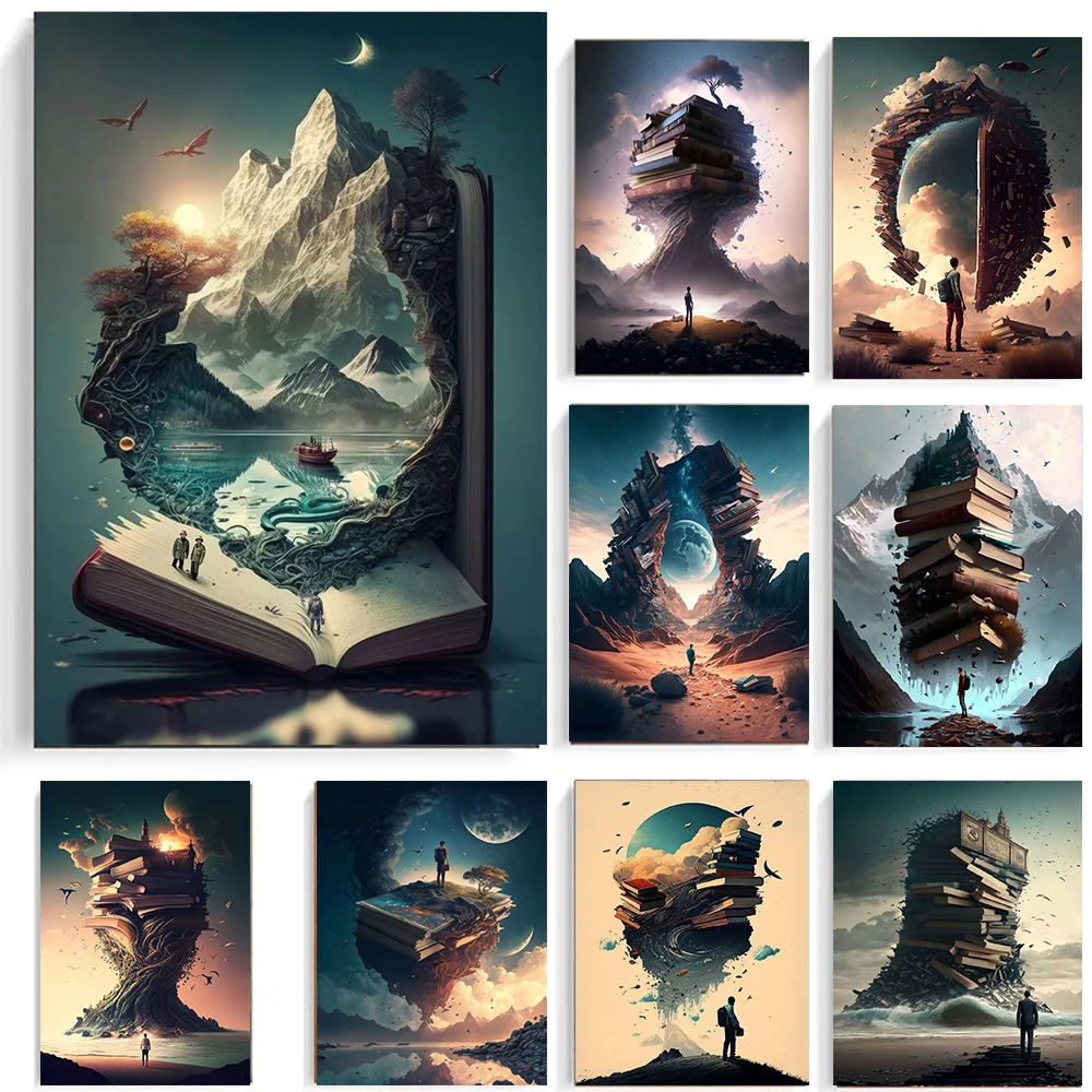 Abstract-Fantasy-Adventure-In-A-Book-Prints-Poster-Canvas-Painting ...