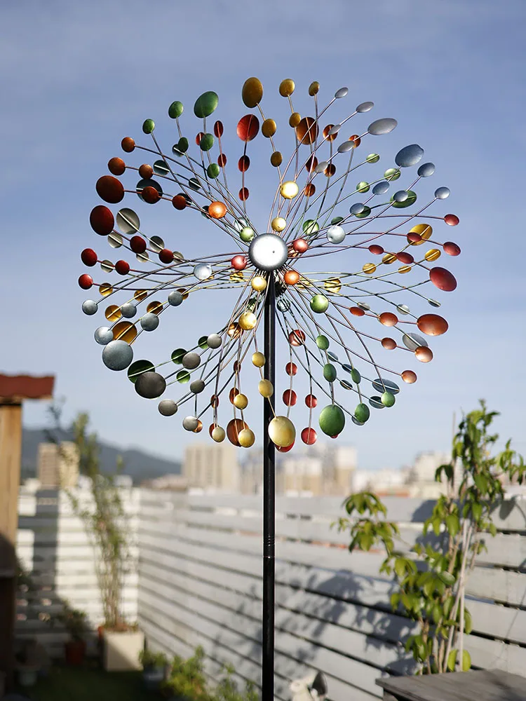 Solar Led Light Outdoor Garden Pinwheel Decoration Wind Spinner ...