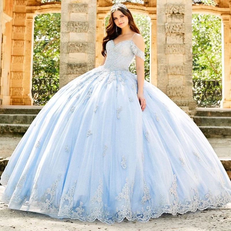 Light Blue And White Quinceanera Dresses