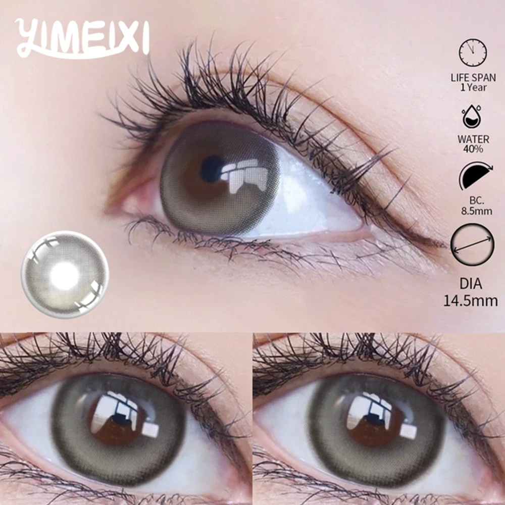 YIMEIXI 2Pcs Nature Colored Lenses with Myopia Prescription High ...
