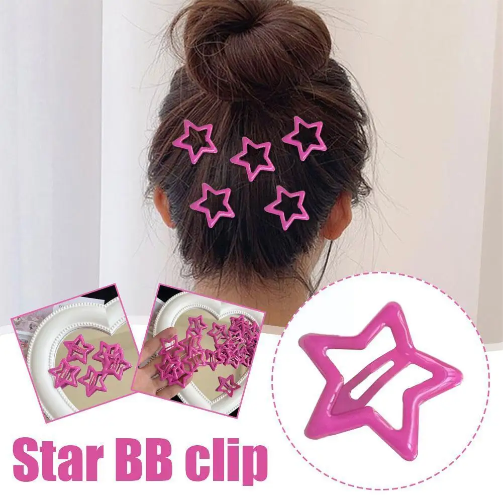 Star Hair Clips For Girls Filigree Star Metal Snap Clip Hairpins ...