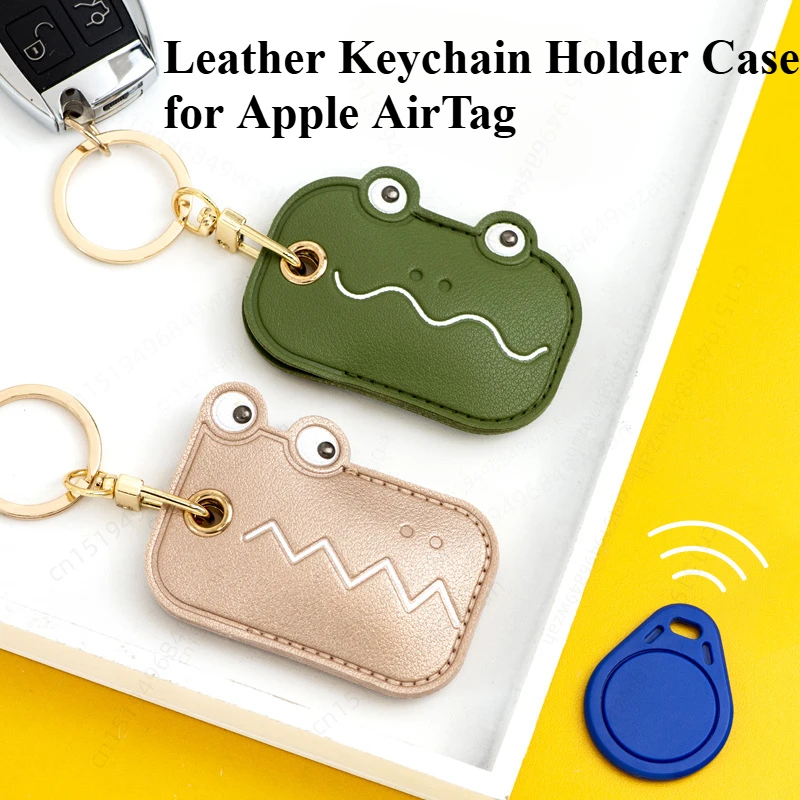 Leather-Keychain-Holder-Case-for-Apple-AirTag-Cute-Protective-Air-Tag ...