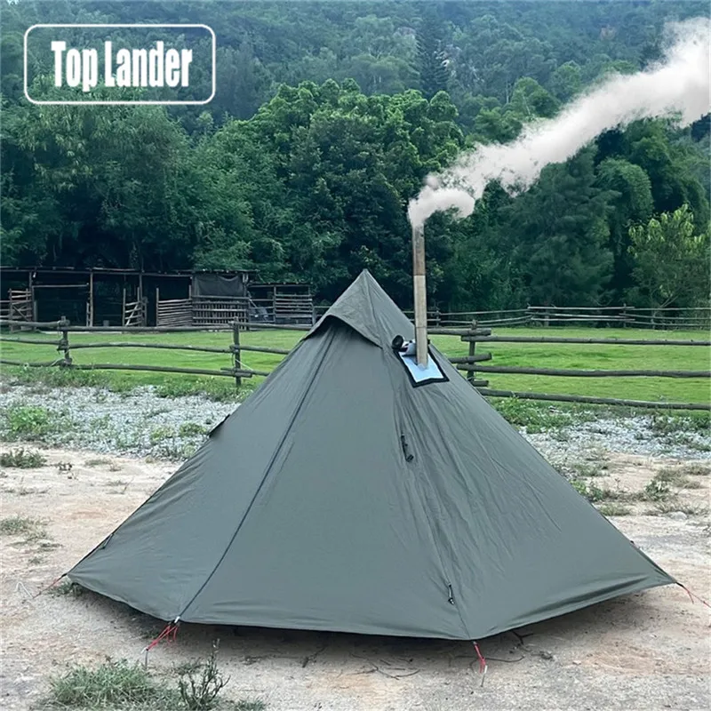 Camping Hot Tent with Chimney Window Outdoor Ultralight Tipi Teepee ...