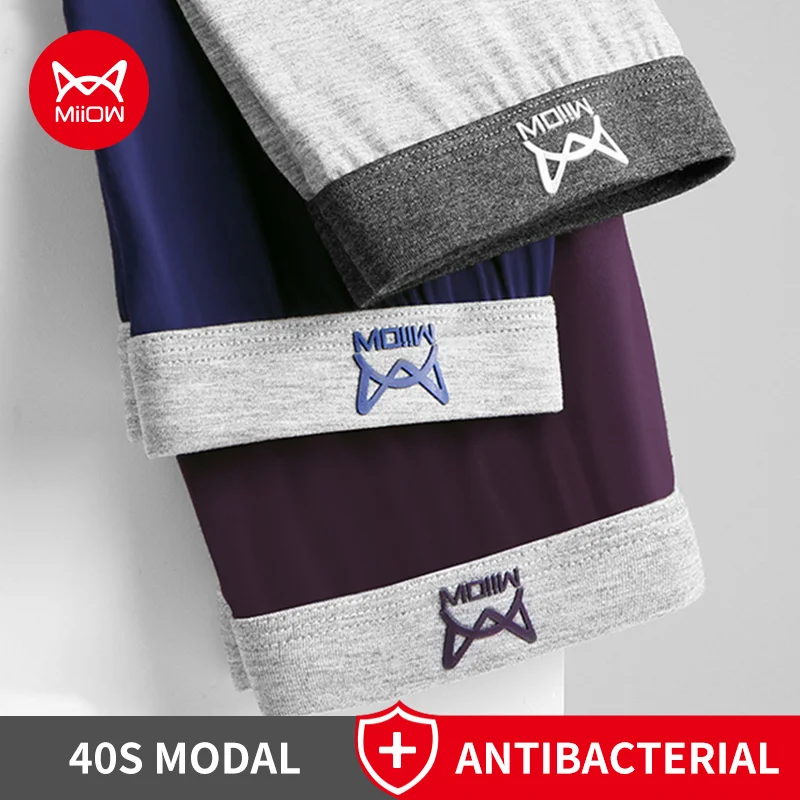 MiiOW 3pcs 40S Modal Men Boxers Underwear Breathable Mesh Men's Panties ...
