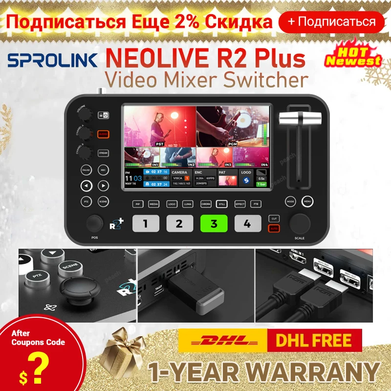SPROLINK NEOLIVE R2 Plus Video Mixer Switcher Multi-Cameras 4x HDMI Inputs Video Capture For ...