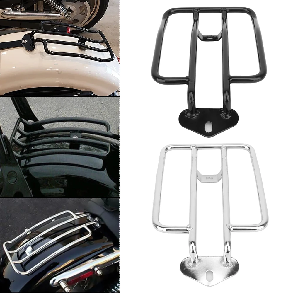 Motorcycle-Chrome-Black-Rear-Fender-Luggage-Rack-Support-Shelf-Solo ...