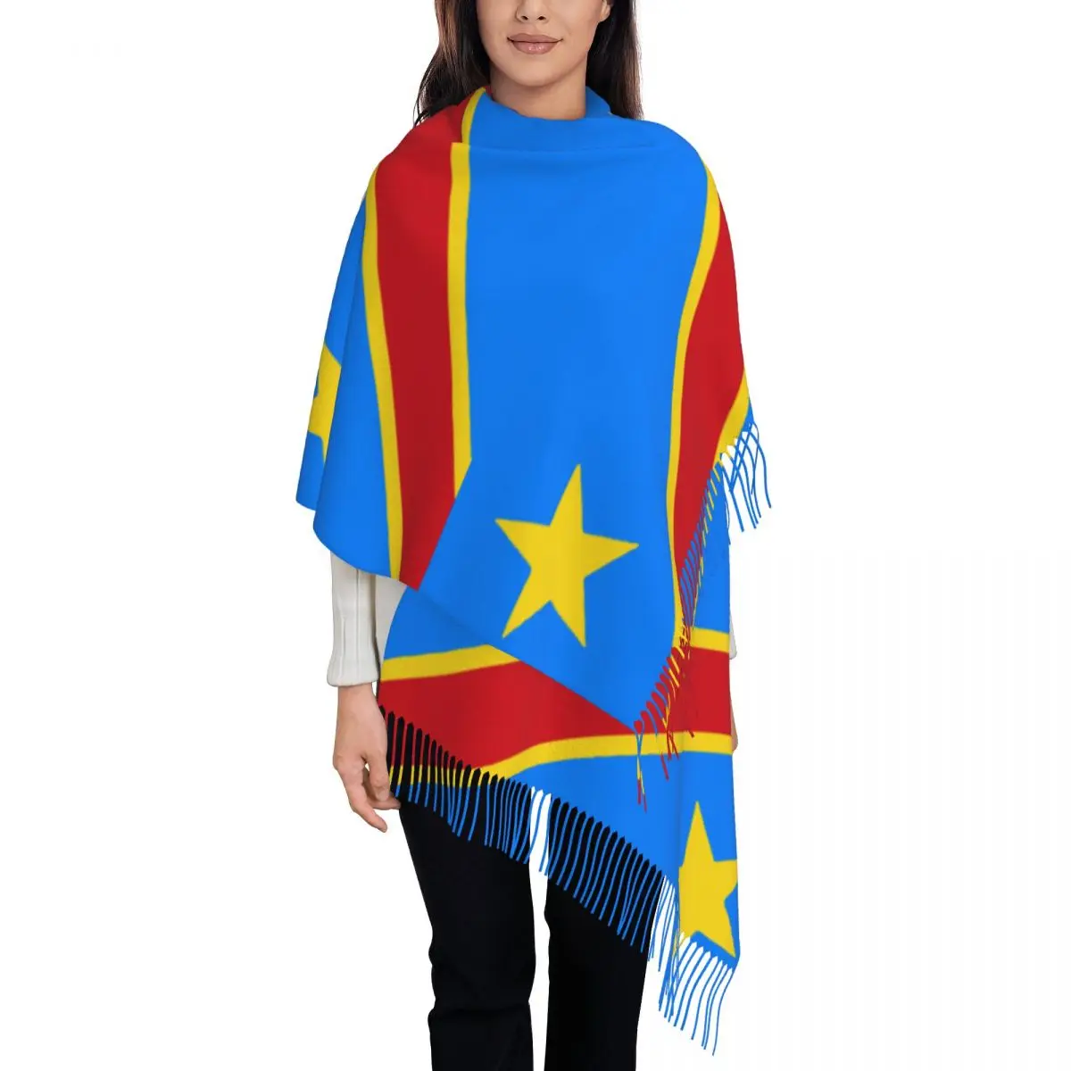 Flag-Of-Congo-Kinshasa-Zaire-Scarf-for-Women-Warm-Winter-Shawl-Wrap ...