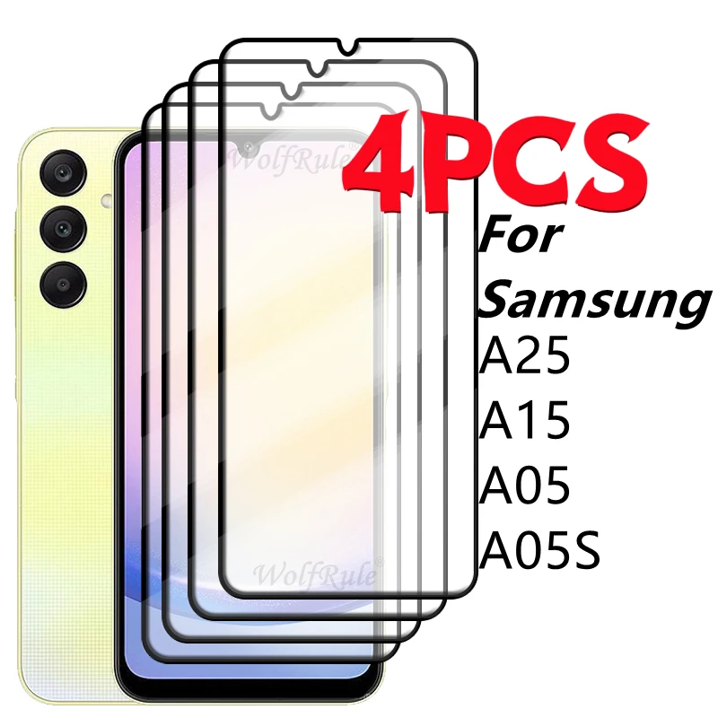 4PCS-Full-Cover-Glass-For-Samsung-A25-Glass-Samsung-Galaxy-A25-A15-A05 ...