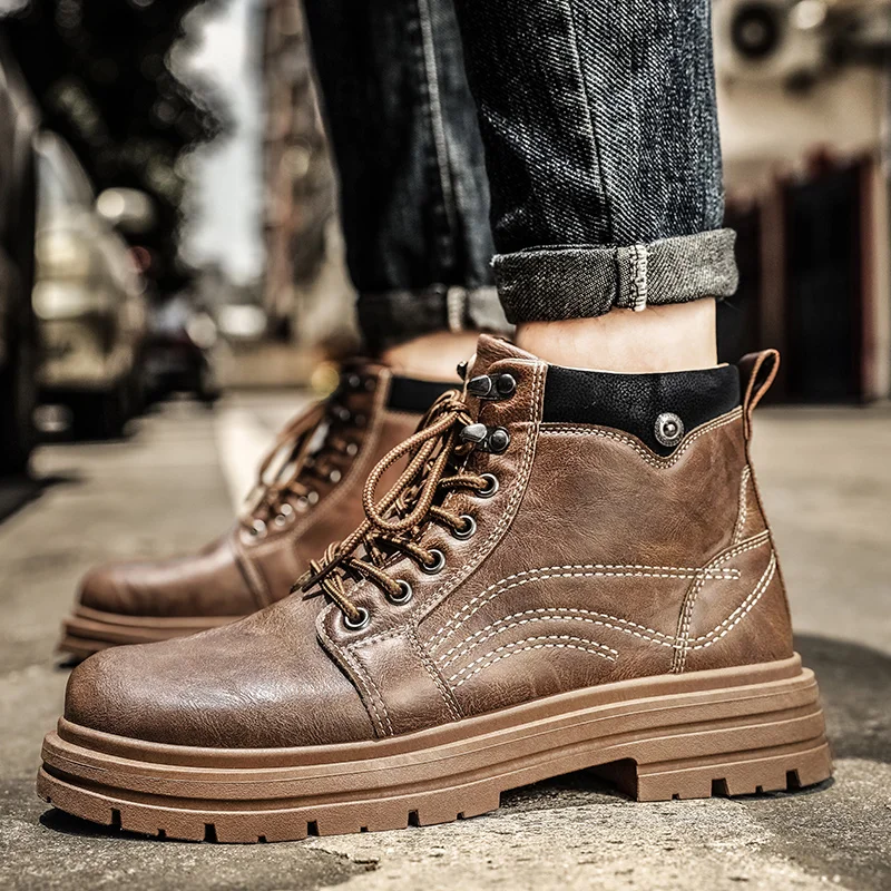 Handmade-Boots-Men-Booties-Man-Genuine-Leather-Men-s-Motorcycle-Boots ...