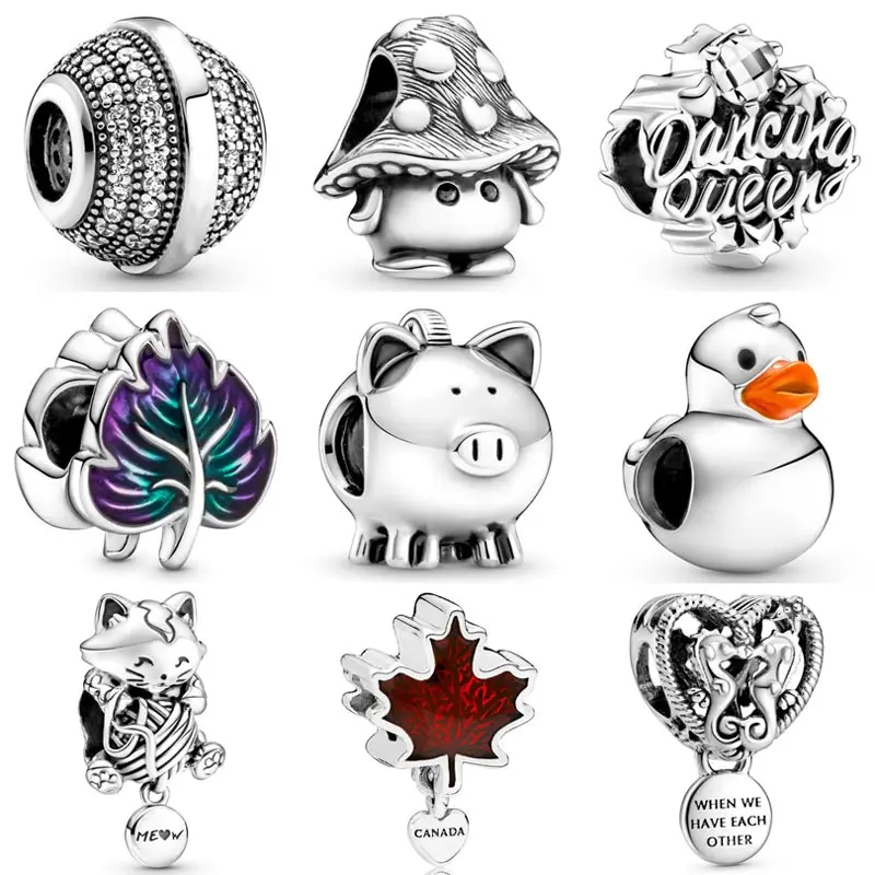 Pave-seta-House-Dancing-Queen-Piggy-Bank-Duck-Cat-Bead-925-Sterling ...
