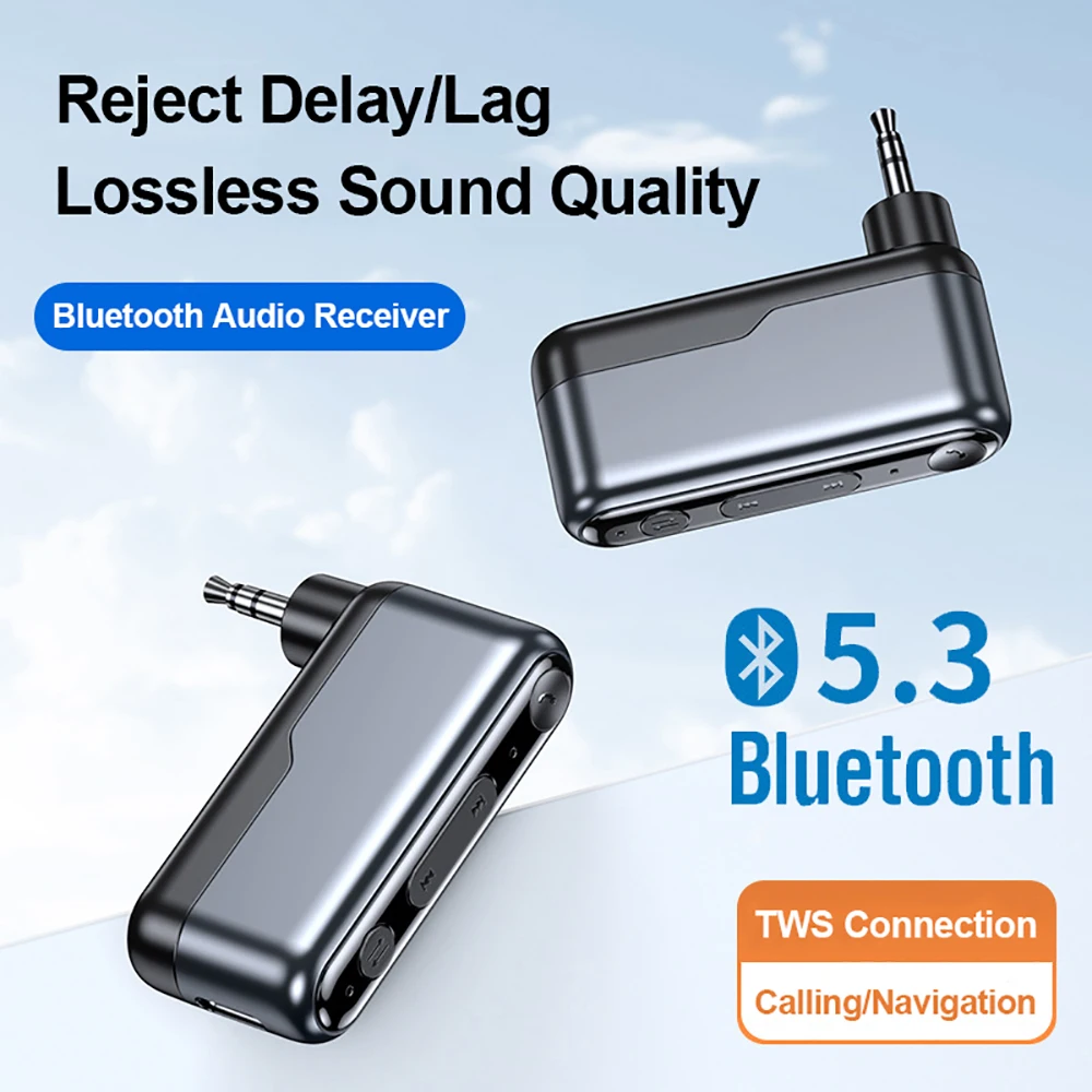 Bluetooth-5-3-Car-Adapter-Wireless-Audio-Receiver-3-5mm-Audio-Music-Mic ...