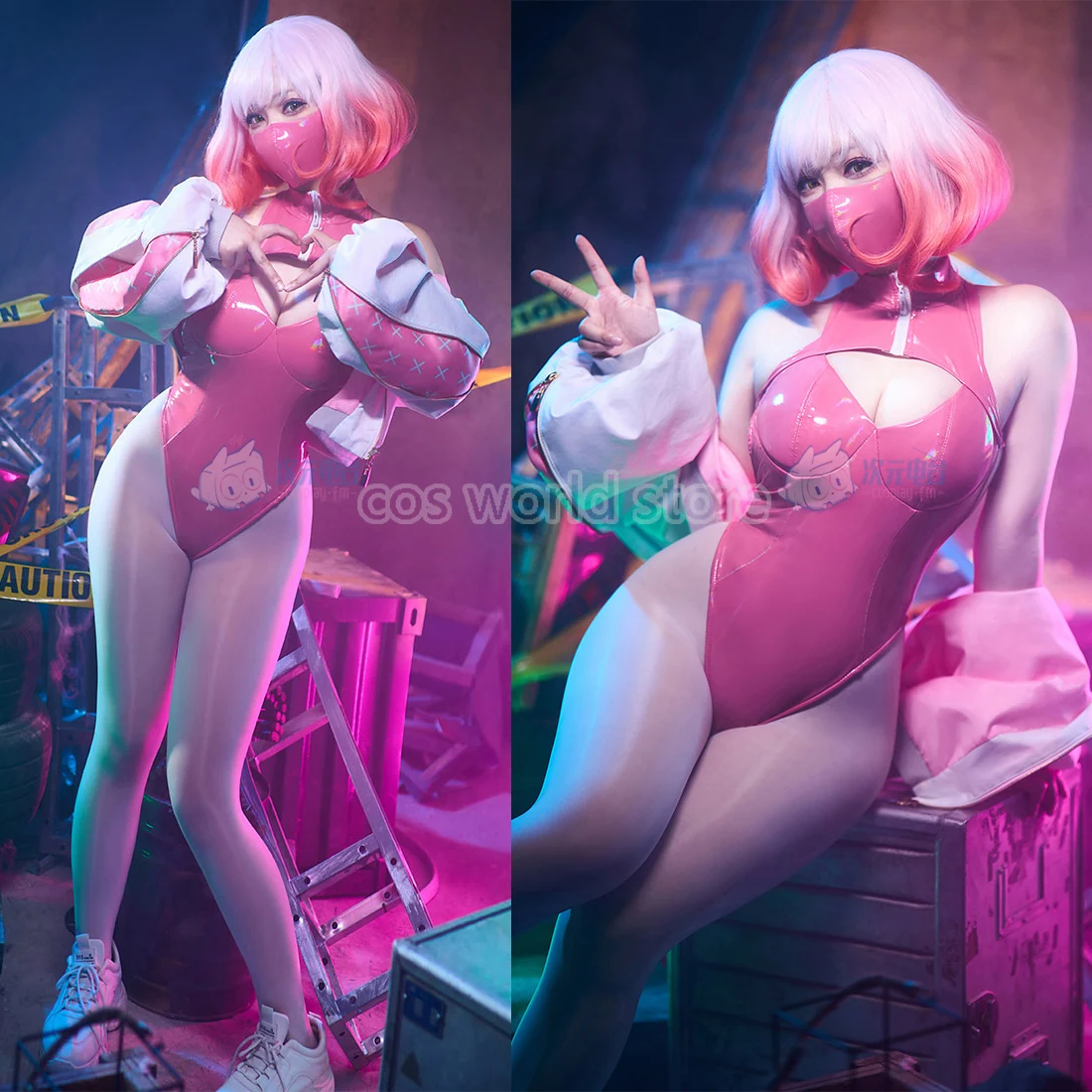 Astrum Mask Girl Luna Cosplay Costume Wig Women Sexy Leather Jumpsuits Coat Suit Cute Bunny Girl ...