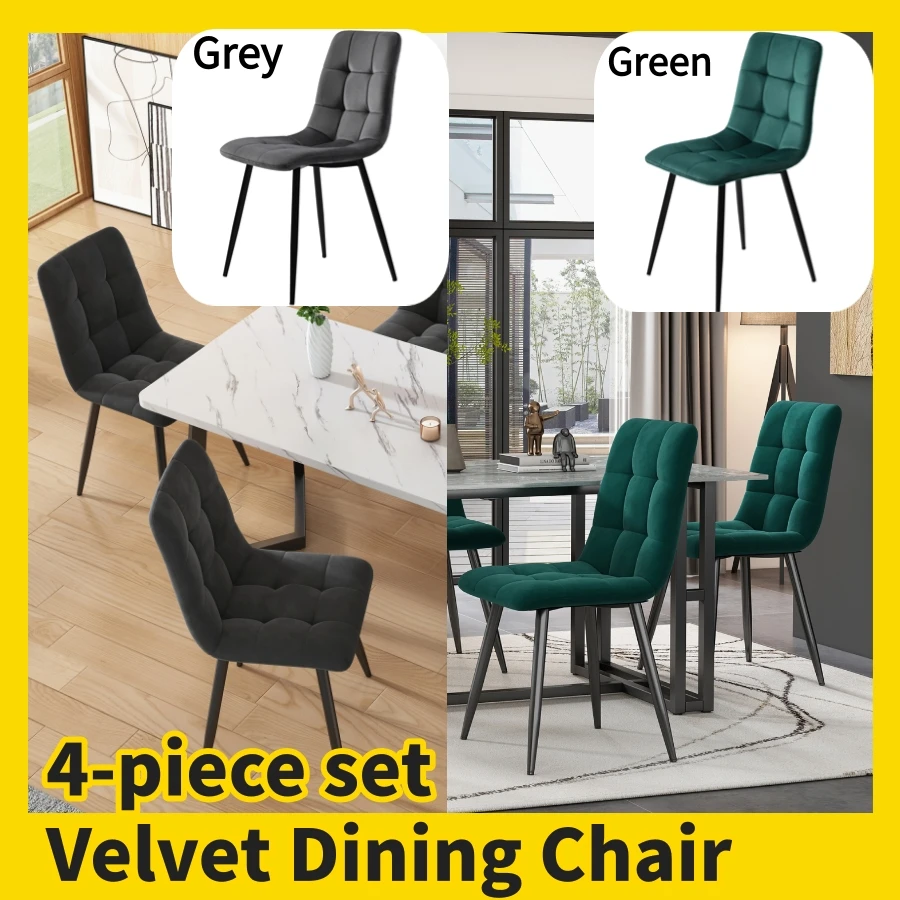 Comanlai 4pcs/set Dining Chair, Velvet Upholstered Chairs with Backrest ...