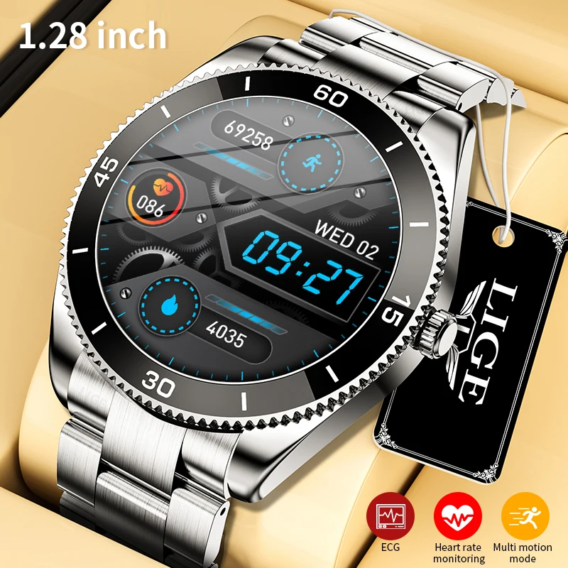 Lige-Watch-For-Men-Steel-Band-Smart-Watch-Sports-Fitness-Tracking ...