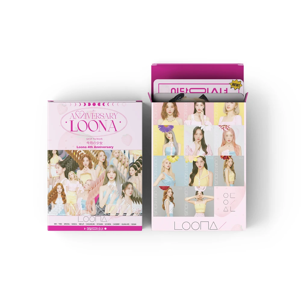 55pcs/set Kpop Loona Lomo Cards 4th Anniversary Photo Album Cards Postcard For Fans Collection ...