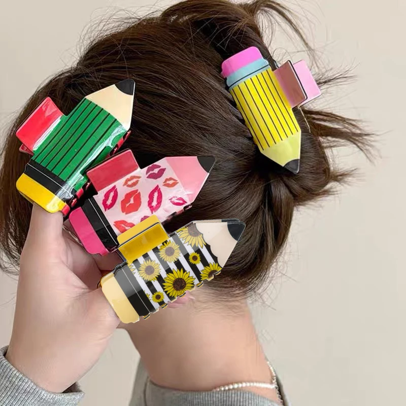 Creative Hairpin Hair Claw Girls Large Pencil Hair Clip Fun Back Head ...