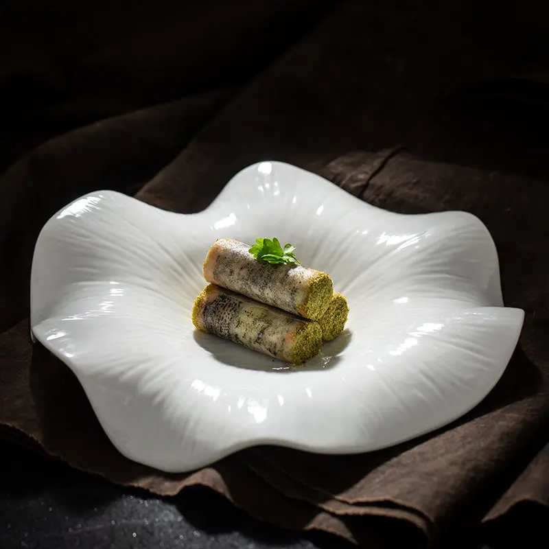 Ceramic-Dinner-Plate-Flower-Shaped-Dessert-Plate-Snack-Plate-Salad ...