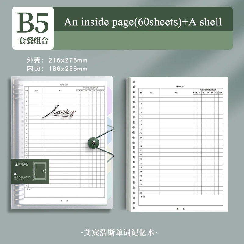 60-Sheets-Vocabulary-Notebook-Loose-Leaf-B5-Word-Book-within-Memory-Curve-Planner-Self ...