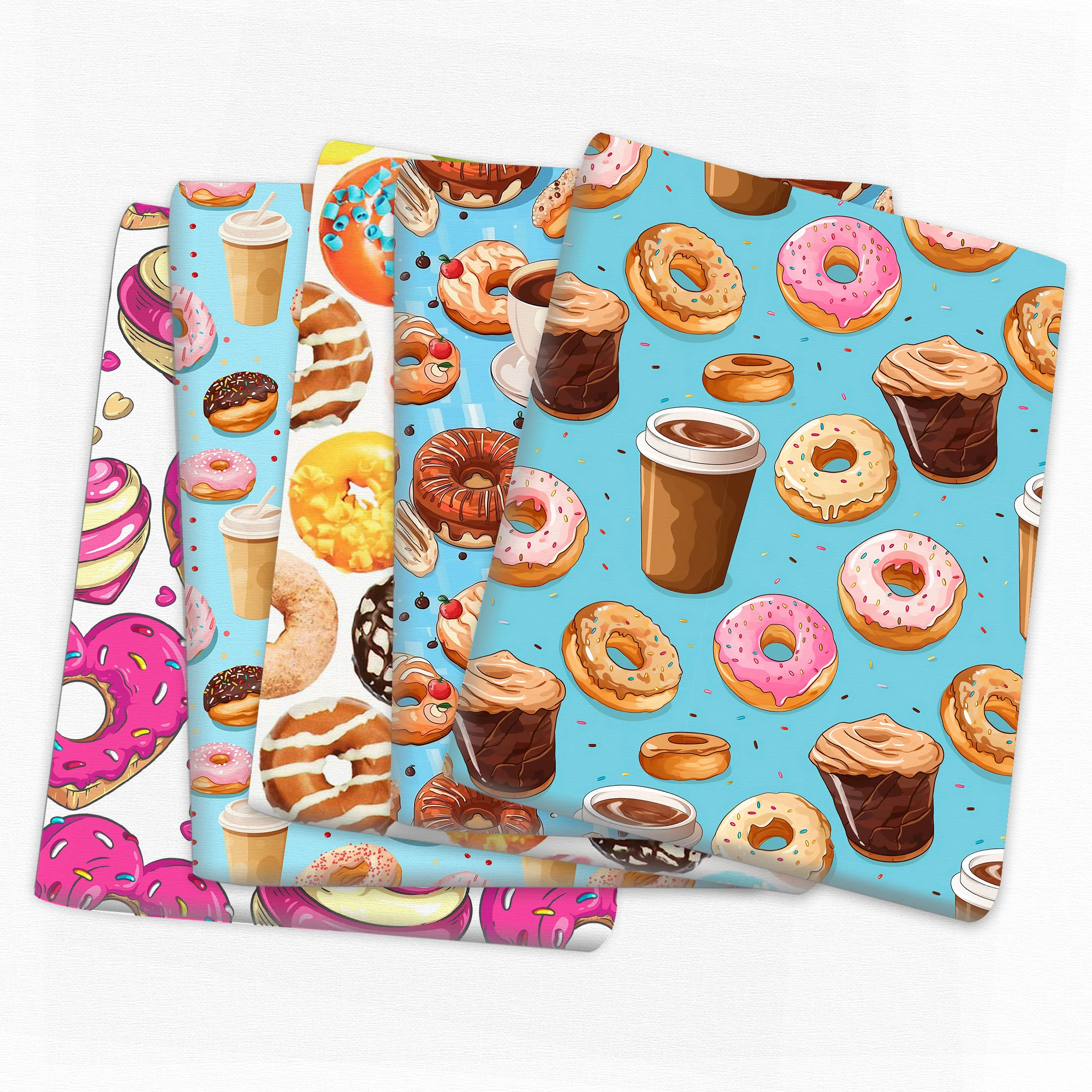 50*145cm Patchwork Donuts Printed Polyester Cotton Fabric For Tissue ...