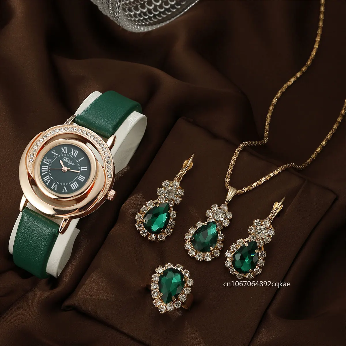 5PCS-Set-Women-Fashion-Quartz-Watch-Female-Clock-Rhinestone-Dial-Luxury ...