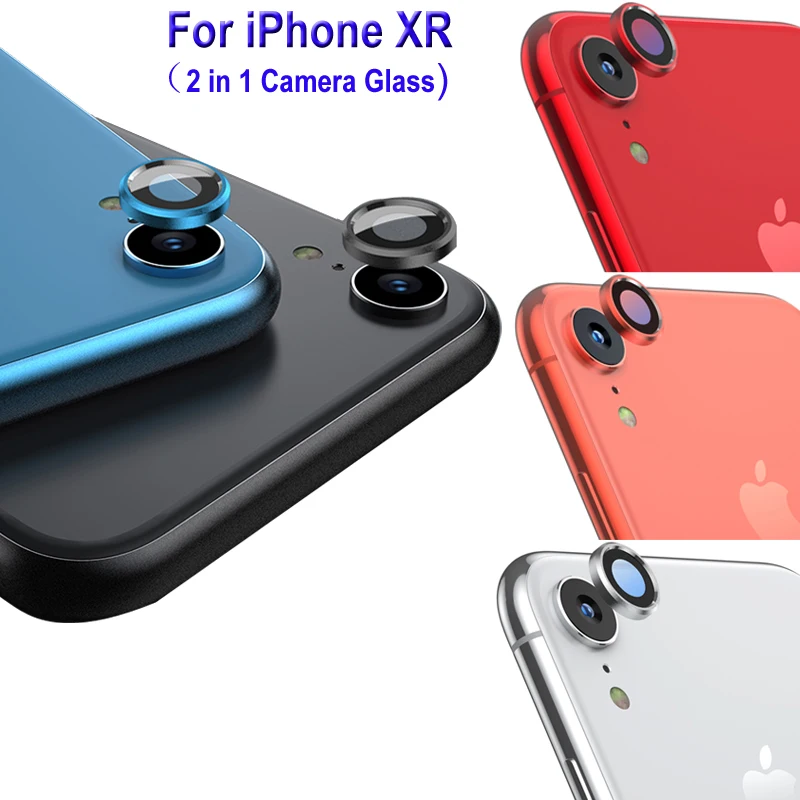 6D Camera Lens Tempered Glass for iPhone XR Metal Protection Ring Case ...