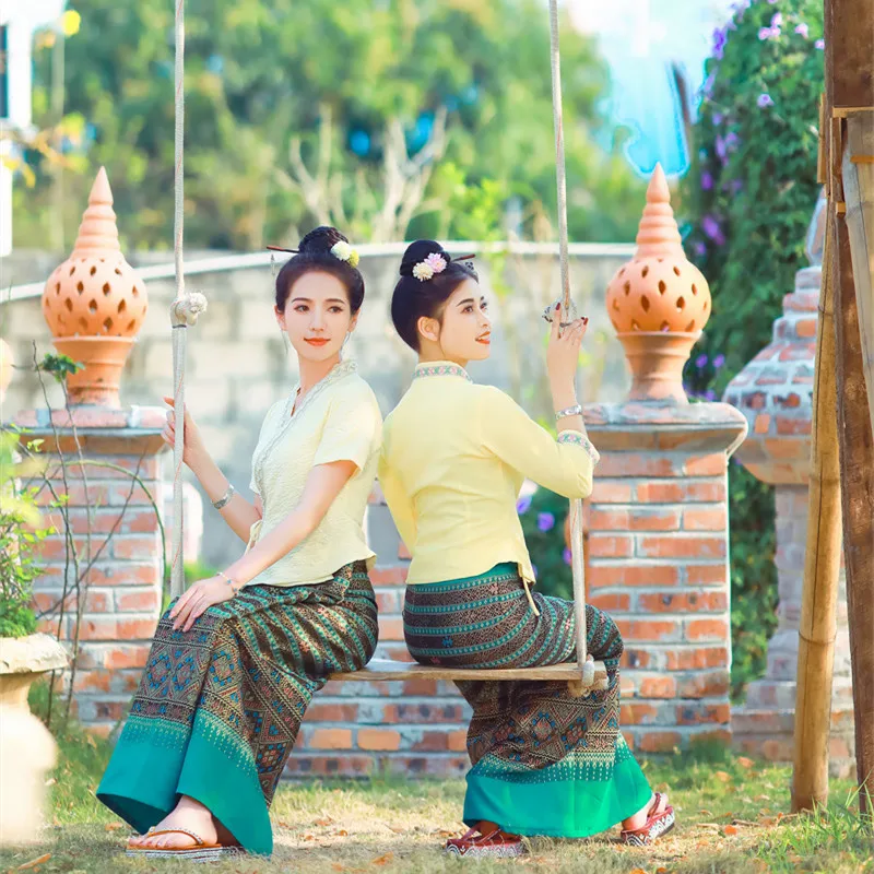 Light Yellow Thai Dai Clothing For Water Splashing Festival Yunnan ...