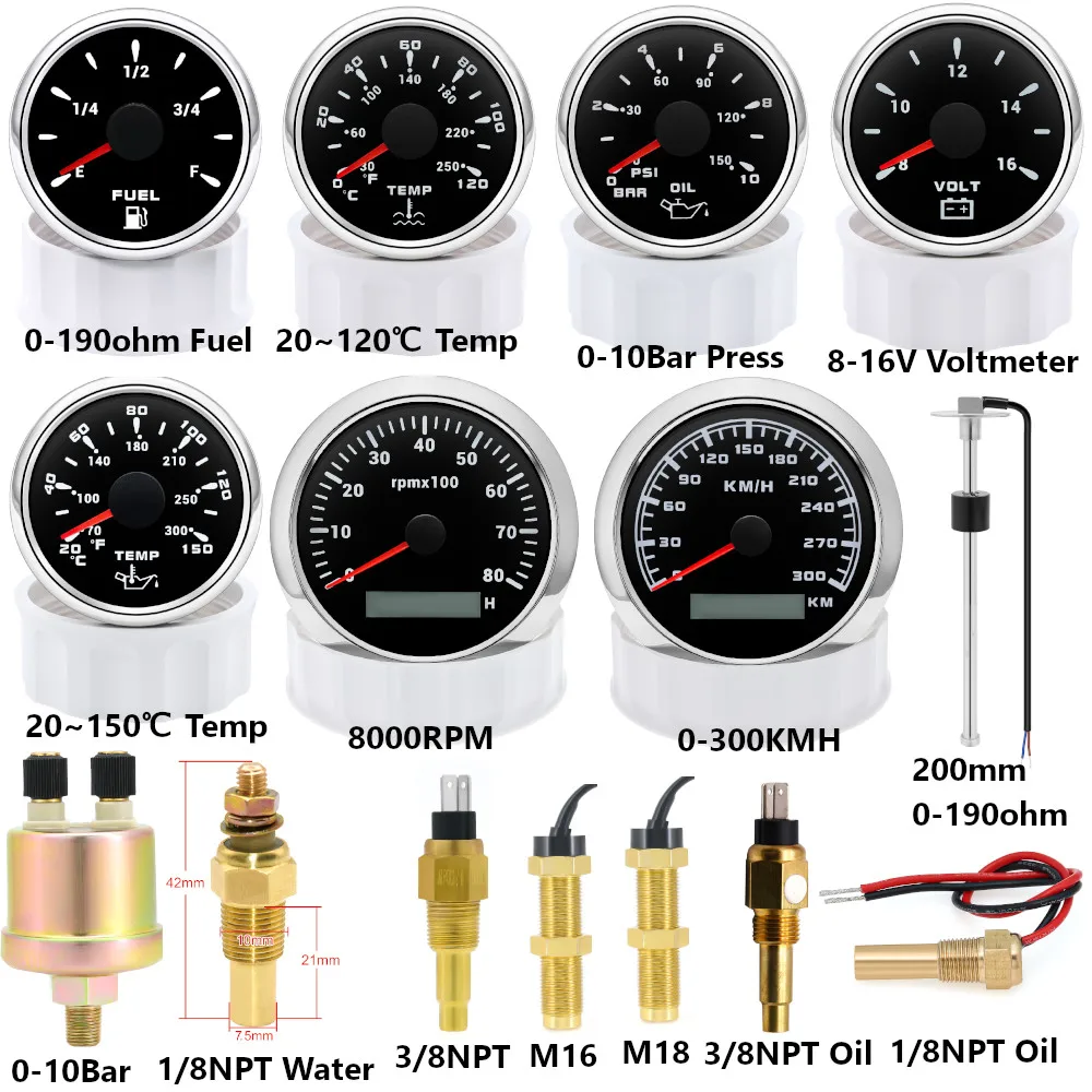 Customized-Instruments-300KM-H-85MM-GPS-Speedometer-8KTachometer-52mm ...
