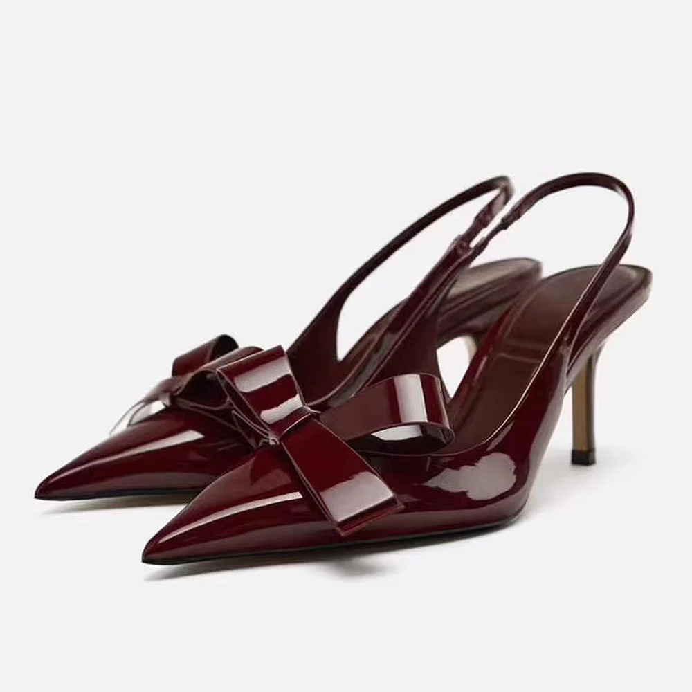 TRAF-zapatos-de-tac-n-medio-de-charol-con-lazo-para-mujer-sandalias ...
