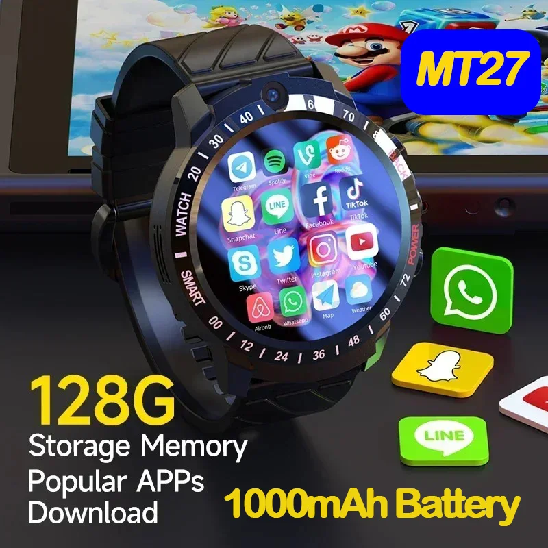 MT27-3H-Smart-Watch-4G-Net-SIM-Calling-1000mAh-Battery-128G-ROM-Dual ...