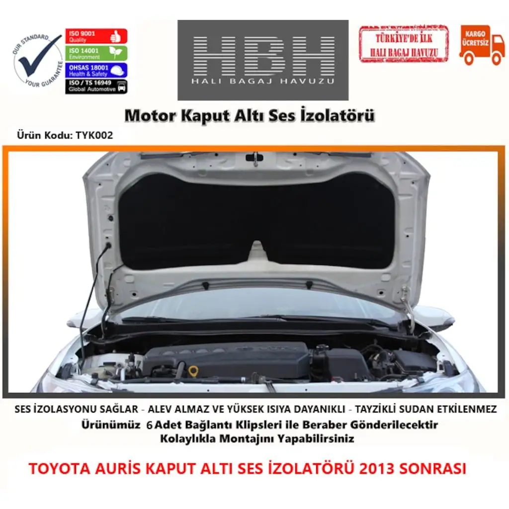 Isolant De Capot Pour Toyota Auris (poste 2013) - Son Et D'isolation ...