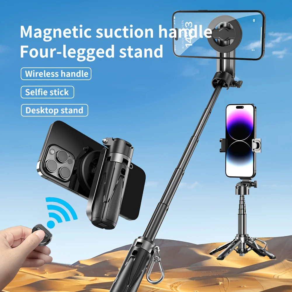 Upgraded 2-in-1 Magnetic Selfie Stick & Phone Tripod with Wireless ...