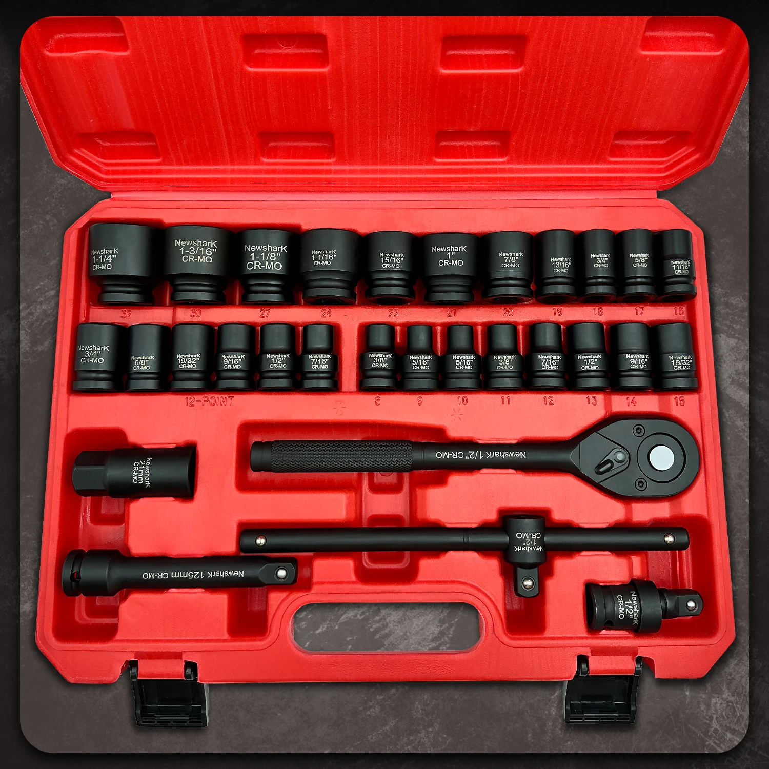1/2"Impact Socket Set,30 Piece Shallow Impact Socket Kit Assortment ...